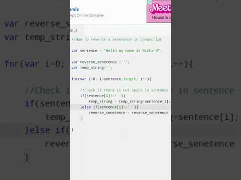 Reverse a Sentence in JavaScript (Without Using Built-In Functions)
