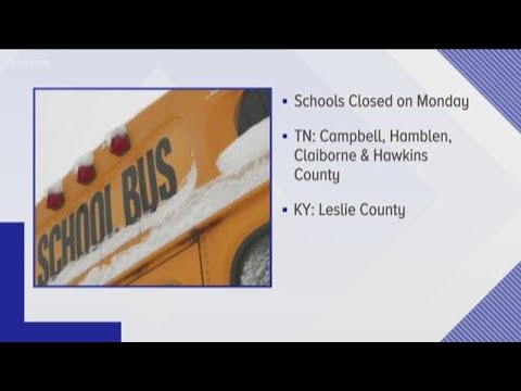 School closures, delays for Monday
