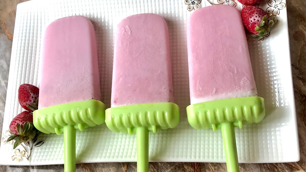Strawberry cream popsicles recipe