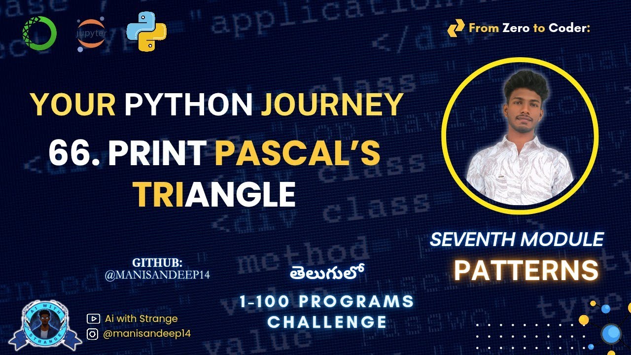 Pascal’s Triangle in Python | Your Python Journey – 100 Programs Challenge #python