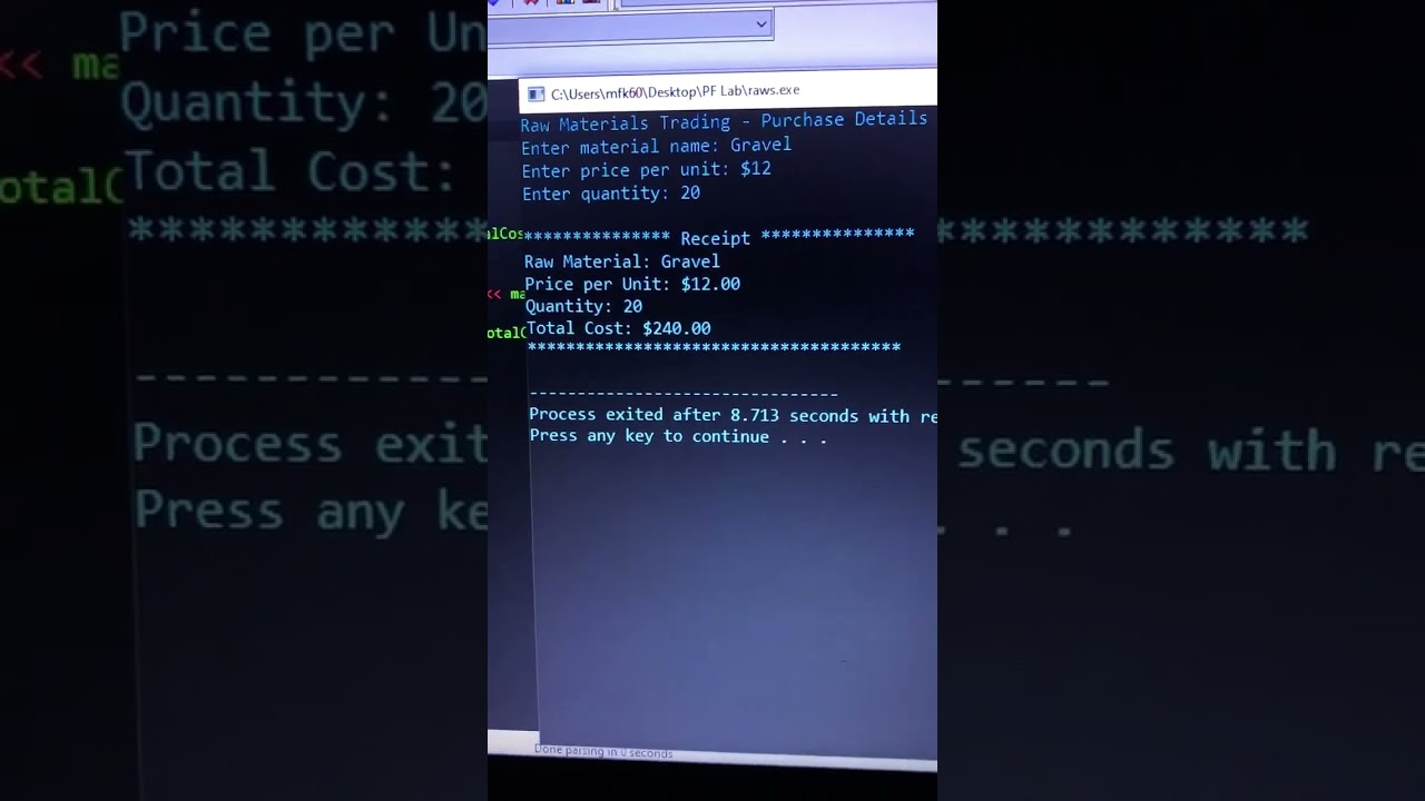 materials receipt c++ #code #codemasters #coders #coderstokyo #coding #codinglife #codingninja #cpp