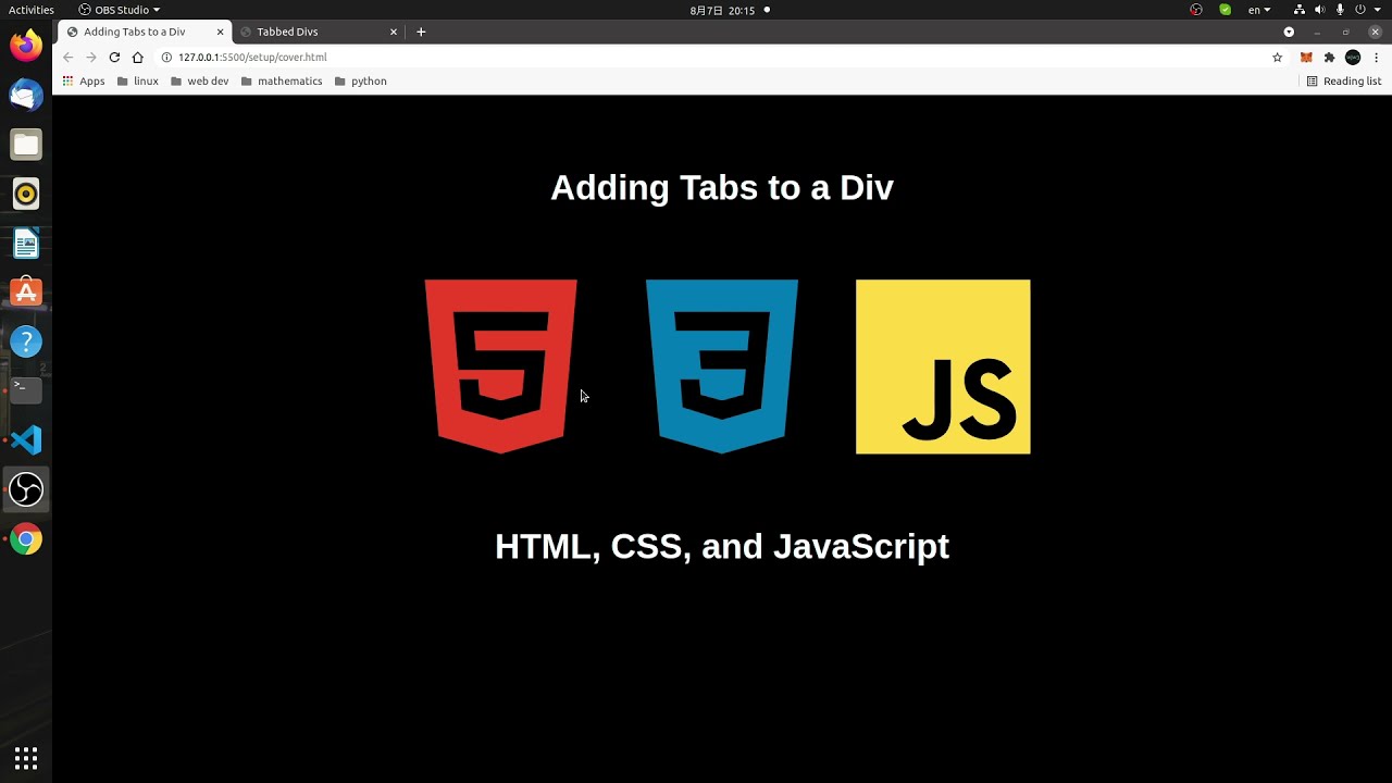 Adding Tabs To a Div: HTML, CSS & JavaScript