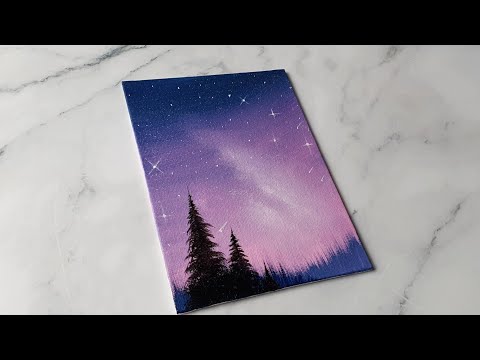 Easy way ro paint a purple night sky / acrylic painting ideas for beginners 💜
