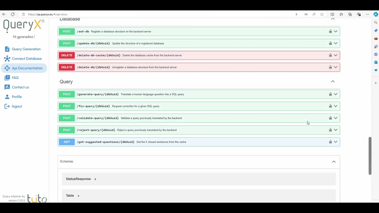 QueryX API Tutorial - text2SQL query generation platform
