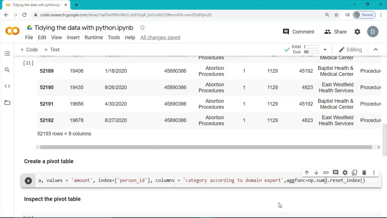 How to tidy data healthcare claims data with python