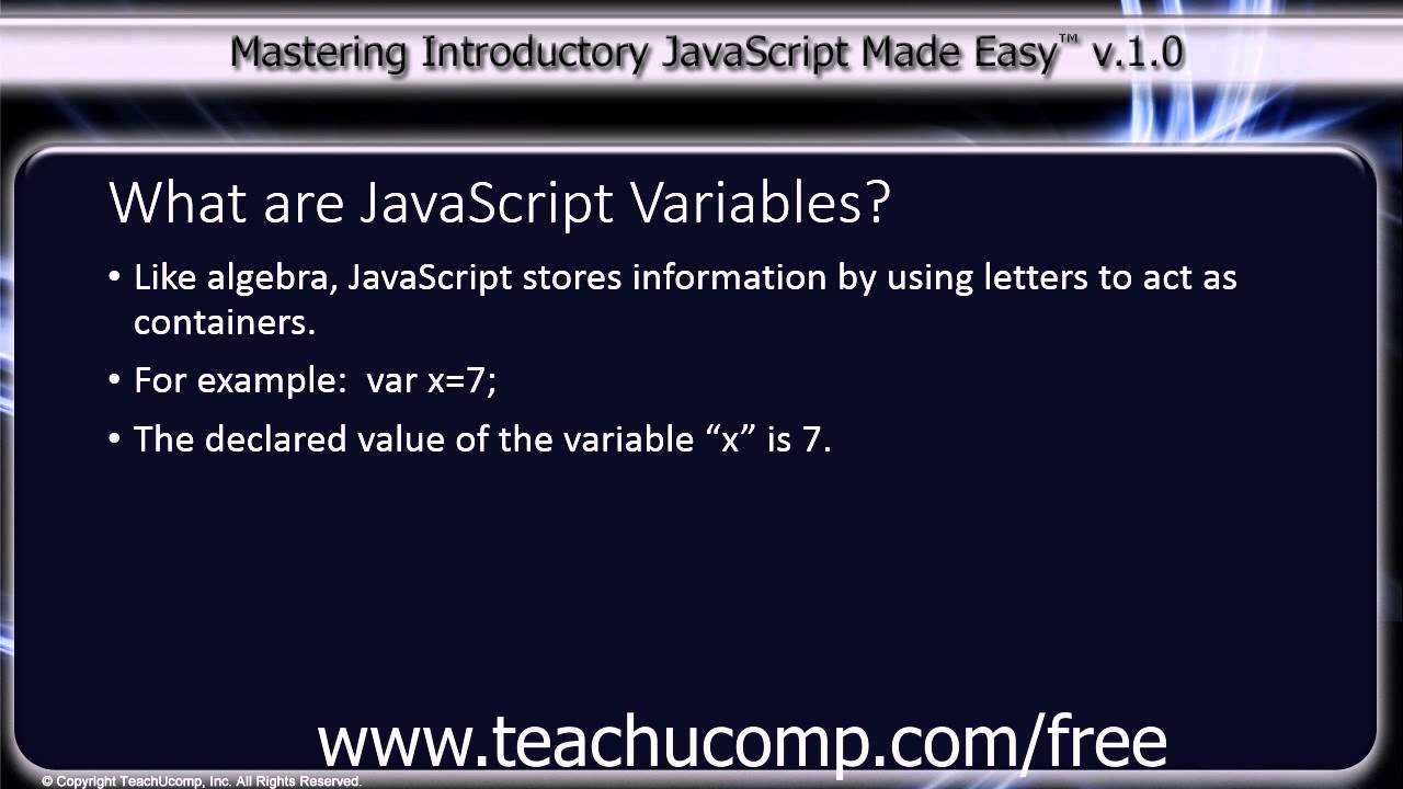 JavaScript Training Tutorial What are JavaScript Variables
