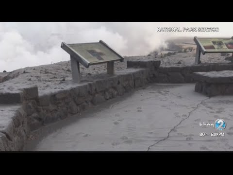 Structures and roads damaged by seismic activity at Hawaii Volcanoes National Park