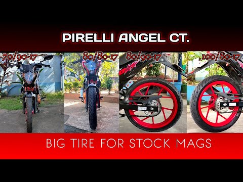 BIG TIRE FOR STOCK MAGS, PIRELLI ANGEL C.T. 80/80-17 front, 100/80-17 rear. SUZUKI RAIDER 150 CARB