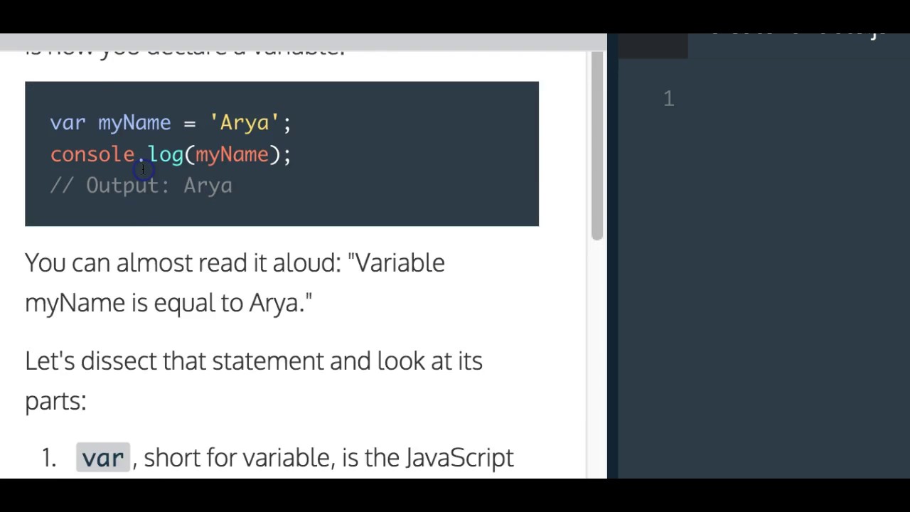 Learn Javascript, Create a Variable, codecademy, Javascript Tutorial