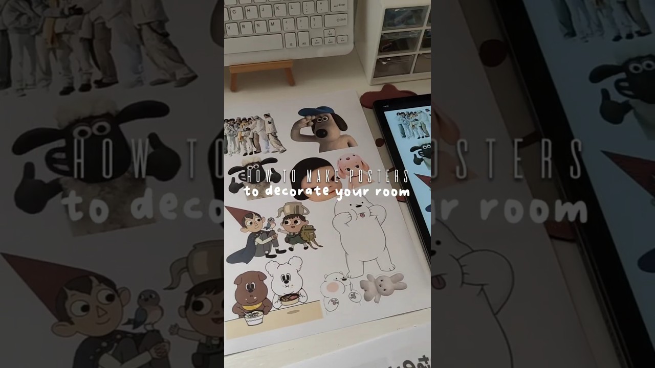 How to make cute posters 🐻‍❄️ Aesthetic Desk ☁️ Room Makeover 2 #roommakeover #cutestickers