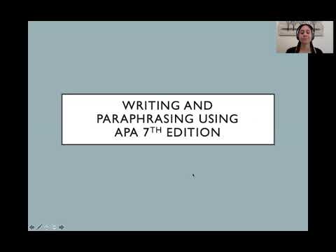 Writing and Paraphrasing with APA 7th Edition