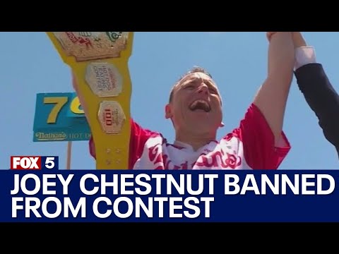 Joey Chestnut banned from 2024 Nathan’s Hot Dog Eating Contest