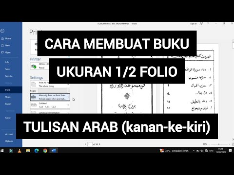 MEMBUAT BUKU LIPAT MENGGUNAKAN KERTAS F4 DIBAGI 2 | TEKS OFFICE WORD TULISAN ARAB