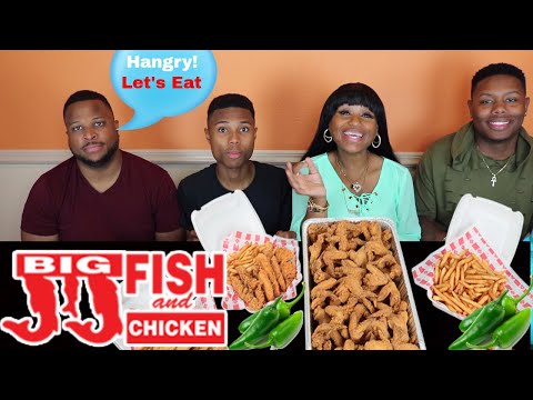 JJ Fish and Chicken Mukbang/75 Wings/Fries/Jalapenos/BBQ Sauce