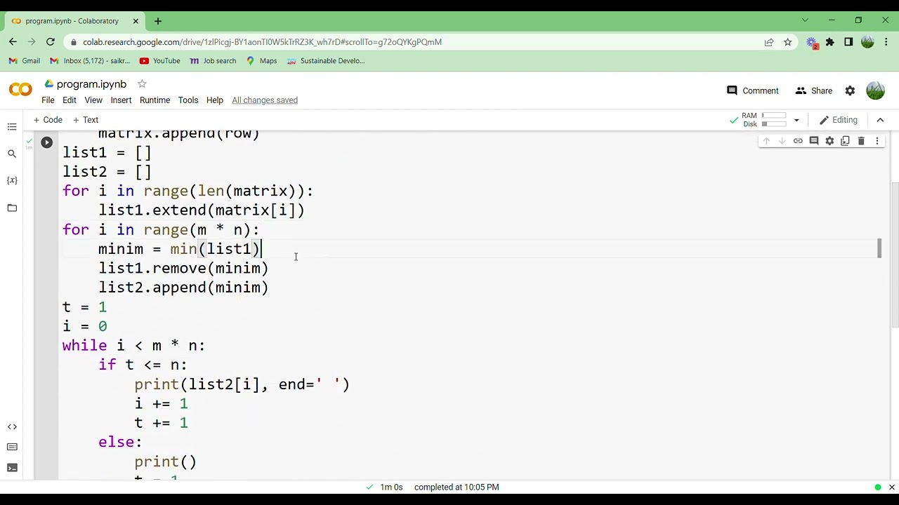 Ordered Matrix ccbp python grand assignment-4 || #ccbp #pythonassignment #coding