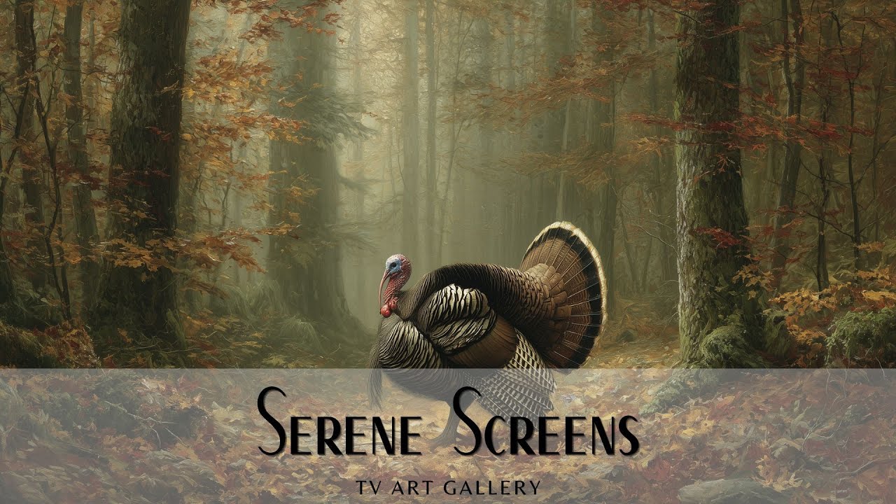 Autumn Thanksgiving Turkey In Woods - TV Art Display, Screensaver, Wallpaper, Background