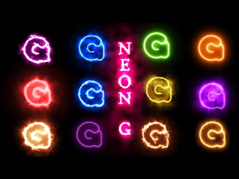 neon glow letter G green screen video