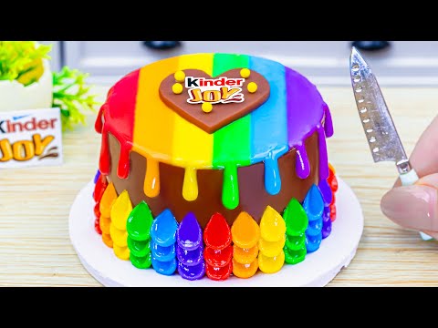 RAINBOW Kinder Cake Recipe With Chocolate🌈🍫Stunning Rainbow Cake Decoration Ideas🌈Baking Yummy