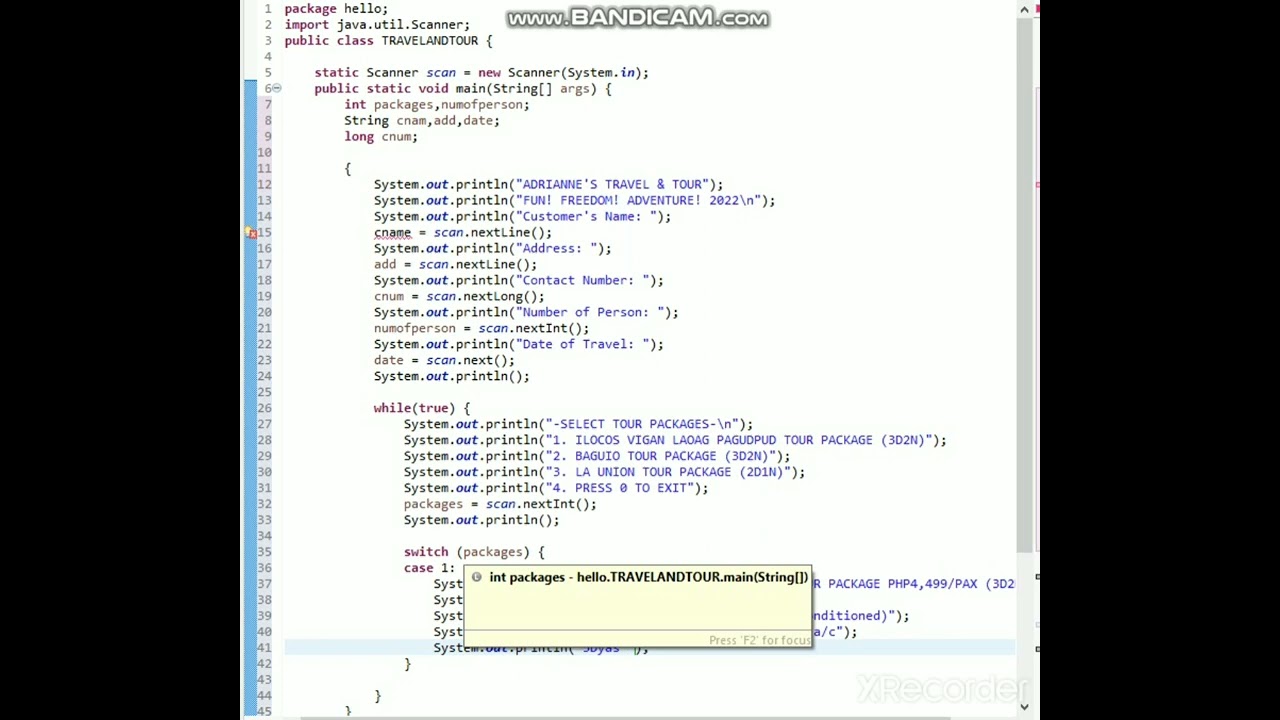 Travel and Tour Packages | Java Project