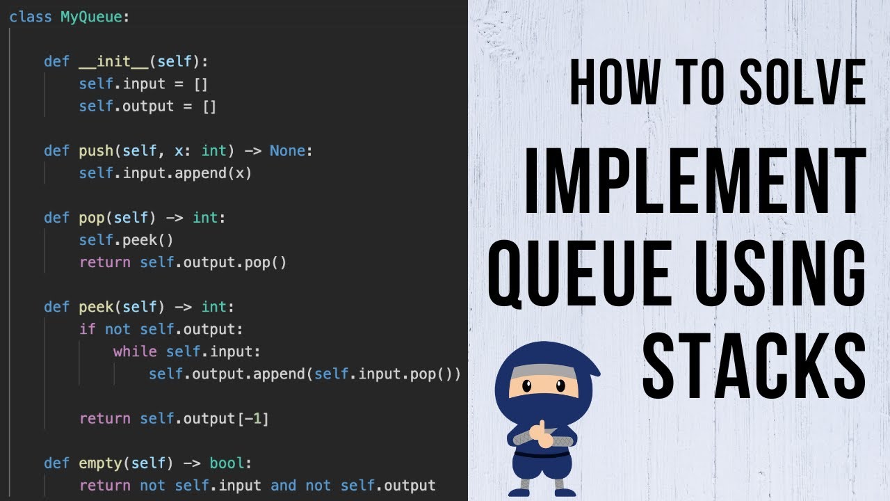 Implement Queue using Stacks - LeetCode #232 - Python, JavaScript, Java and C++