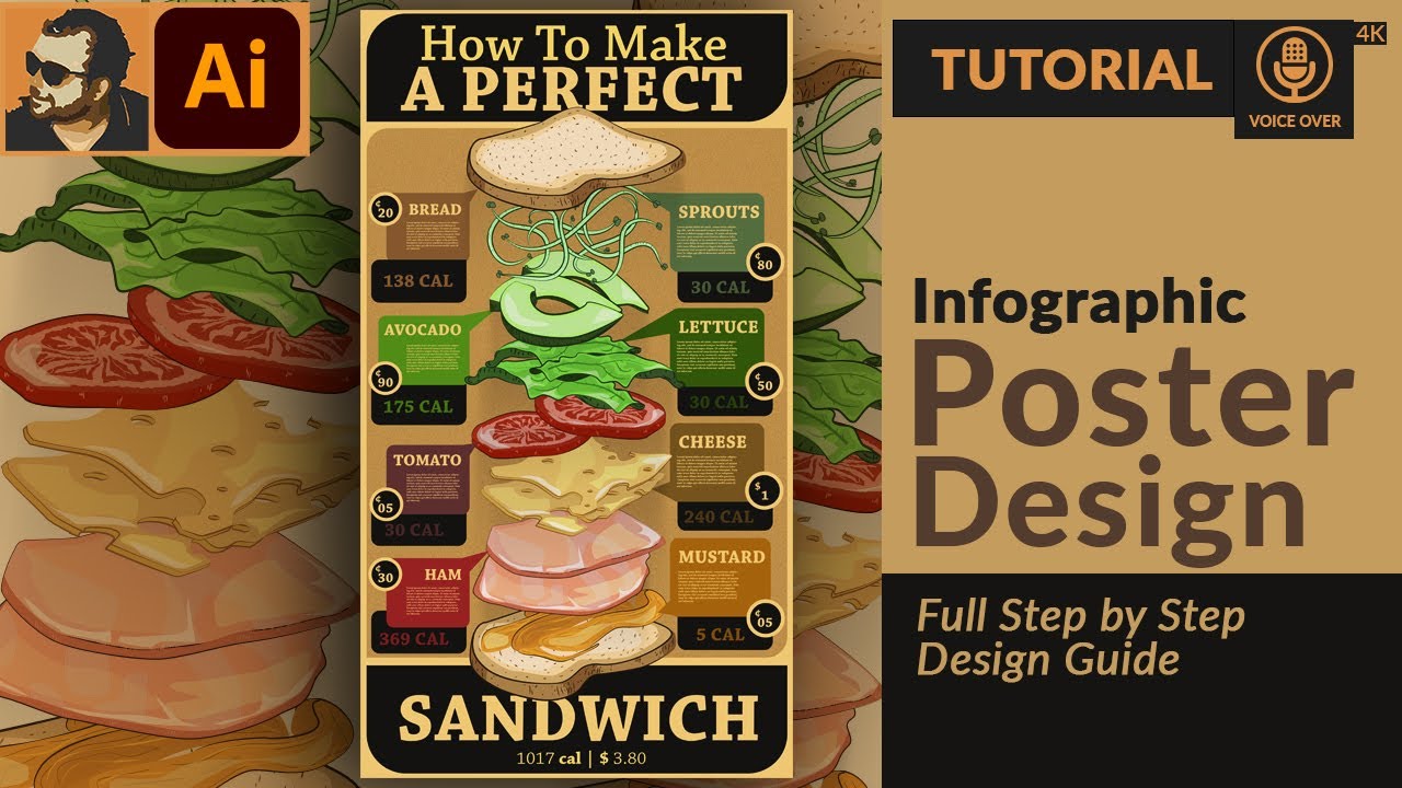 How to create a Vector Infographic Food Poster Design in Adobe Illustrator | Tutorials