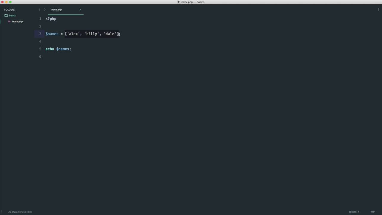 PHP Basics: Data types: Array basics (10/35)
