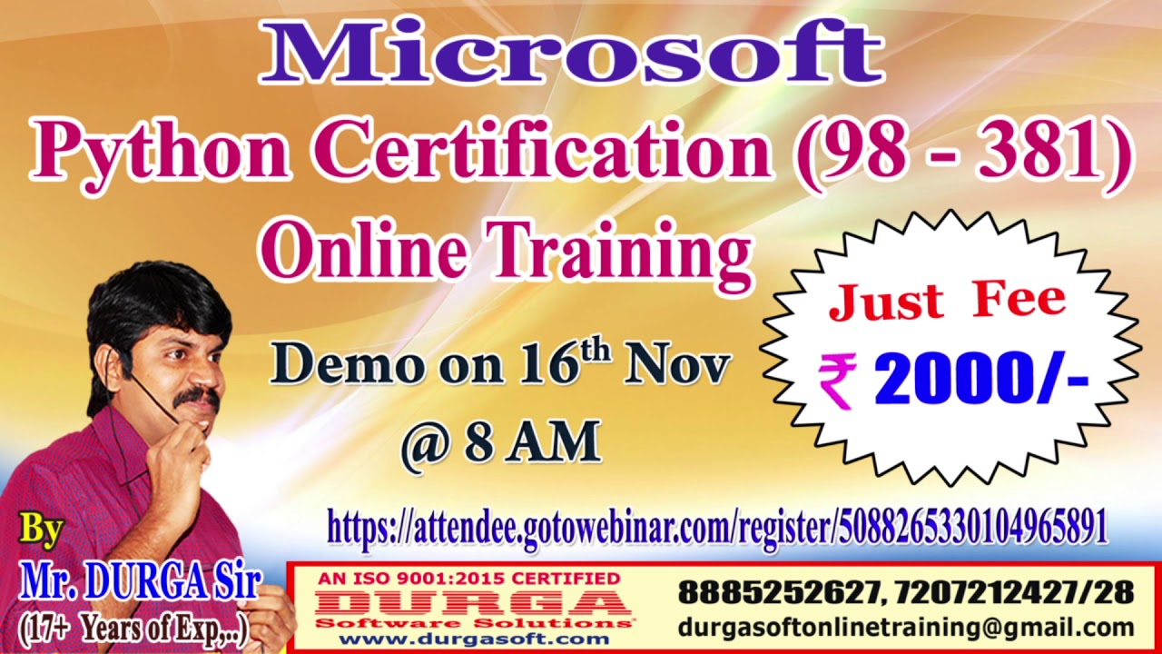 Microsoft Python Certification (98 - 381) Online Training in DURGASOFT