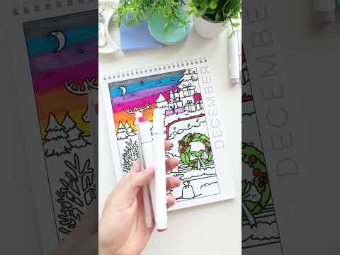December Winter Wonderland Coloring Calendar Page #coloringbookforadults #coloringbooksforadults