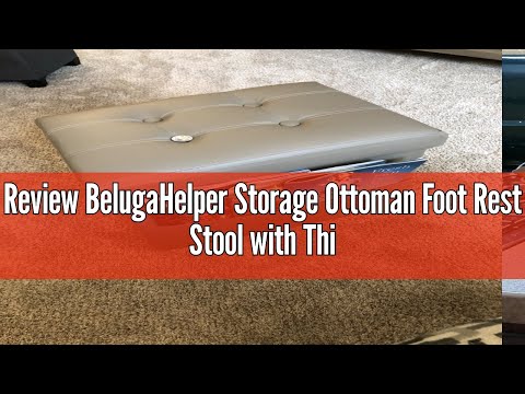 Review BelugaHelper Storage Ottoman Foot Rest Stool with Thicker Foam Padded Seat. Foldable Leather