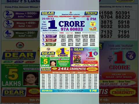 Nagaland Lottery SAMBAD DEAR EVENING 6:00 PM RESULT TODAY 20.09.2023 | NAGALAND STATE DEAR LOTTERY