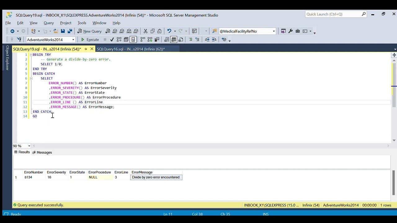 SQL Error handling(Try Catch)