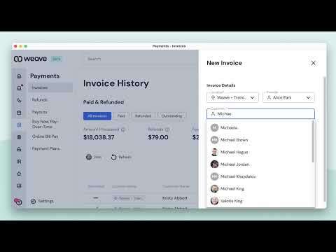 New Payments Invoice with Weave