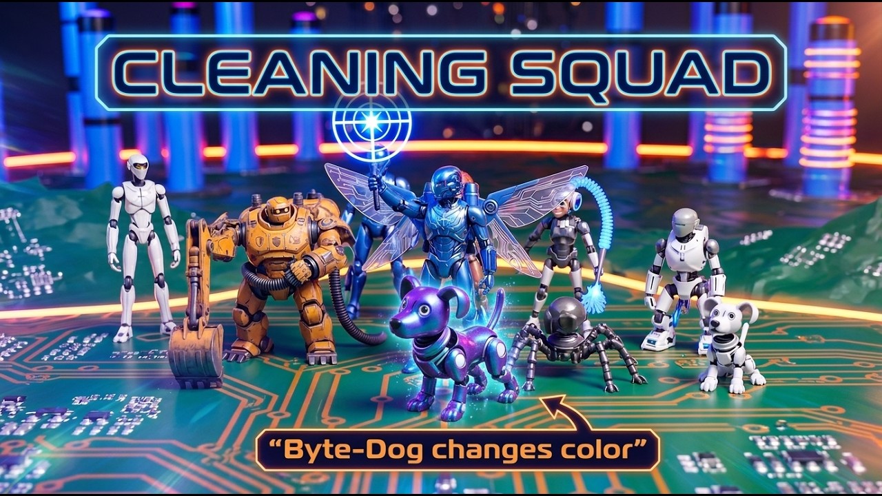 Byte-Dog Robot's Epic Cleaning Adventure: Smart Tech Transformation By Cleaning Squad