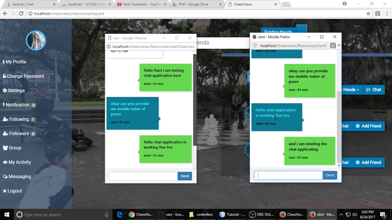 Live Multi Chat  Like Facebook Using PHP , Websocket & Javascript