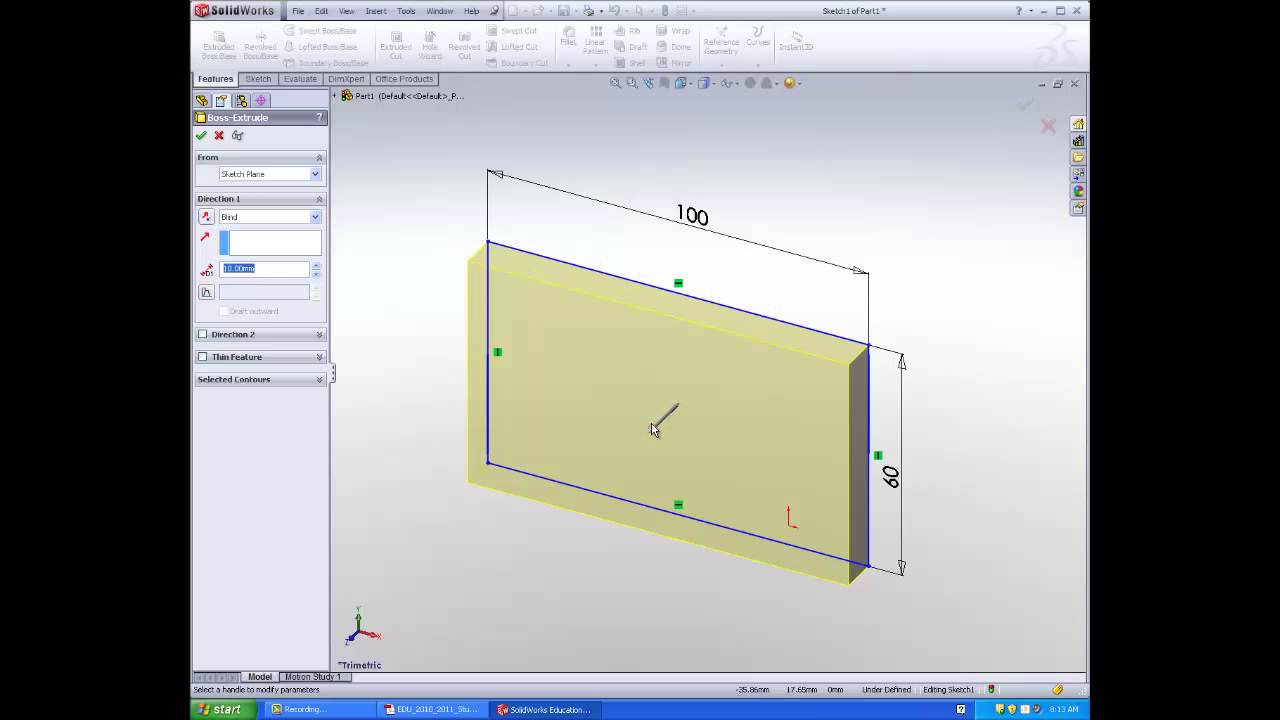 Solidworks Lesson 2a: Basic Functionality Part 1