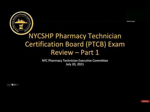 NYCSHP Pharmacy Technician Certification Board Exam Review Part 1