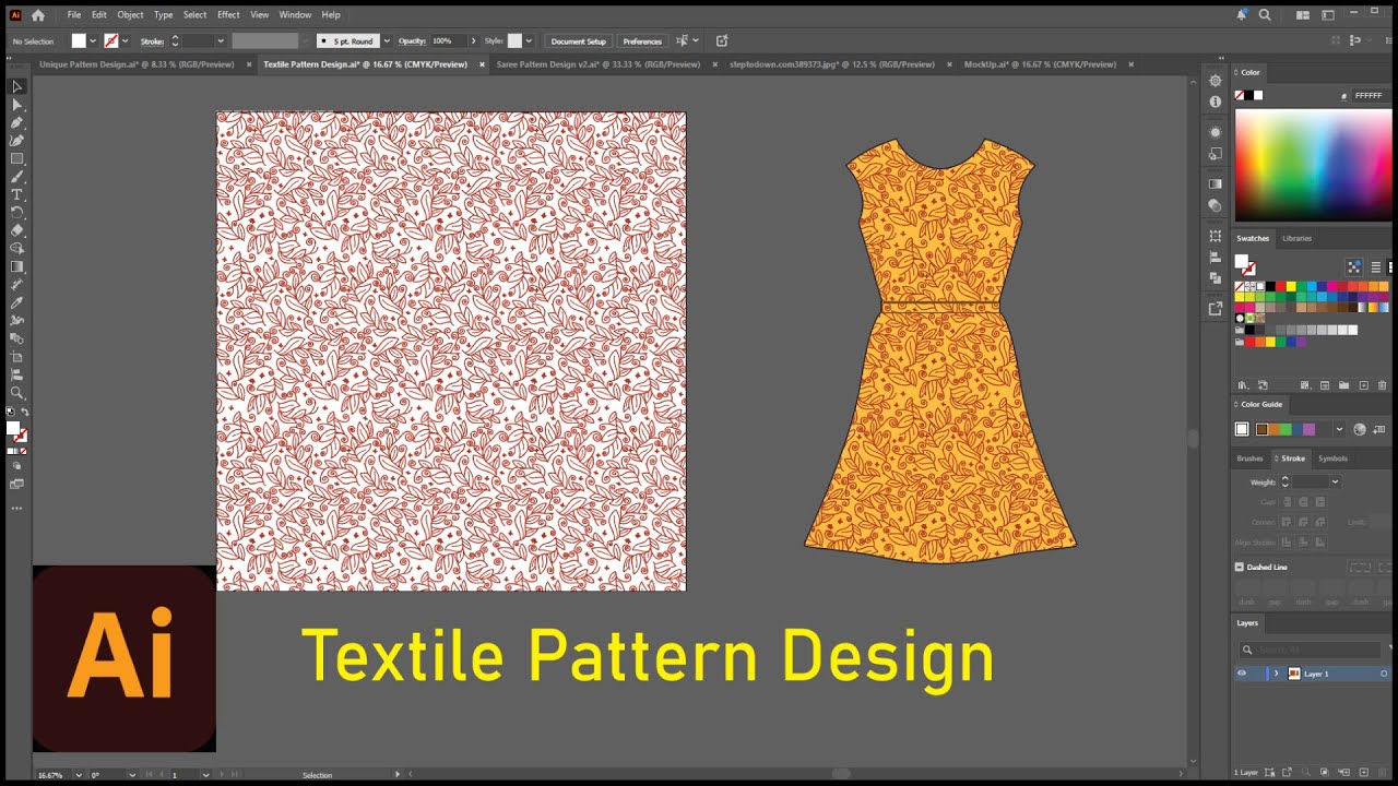 Seamless Textile Pattern Design idea ll Adobe Illustrator Tutorial