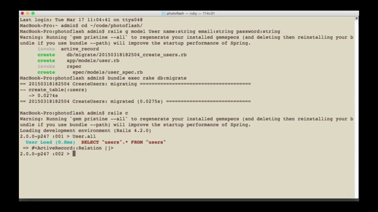 Creating an example model for RSpec to test