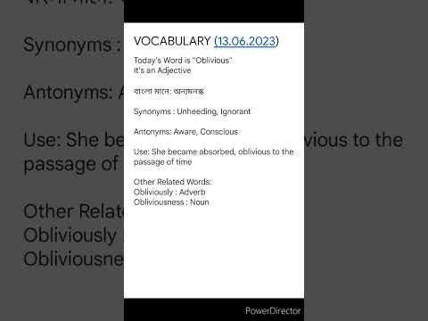 Vocabulary| Word No. 32 #Oblivious #VocabularyIn60Seconds @HeyItsSubham
