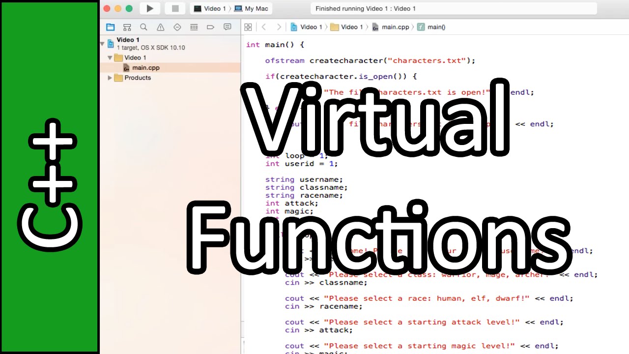 Virtual Functions - C++ Programming Tutorial #44 (PC / Mac 2015)