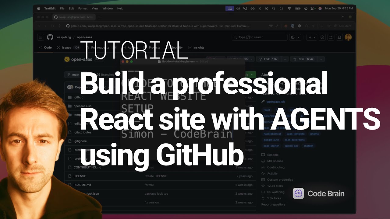 Build a professional React site with AGENTS using GitHub