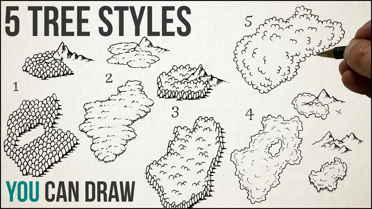 How to Draw Fantasy Map Trees and Forests - 5 easy styles to make your maps look awesome.