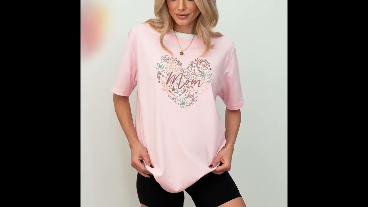 Floral Heart Mom Shirt, Mother's Day Gift, Retro Mama Graphic Tee by Cannesia