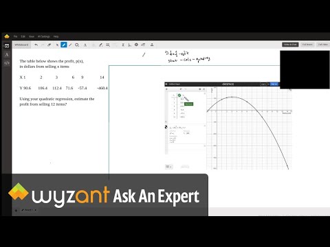 Using Desmos to fit a quadratic equation to a data set