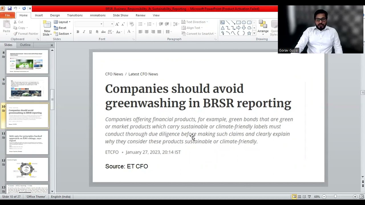 Introduction to Sustainability (BRSR) Reporting
