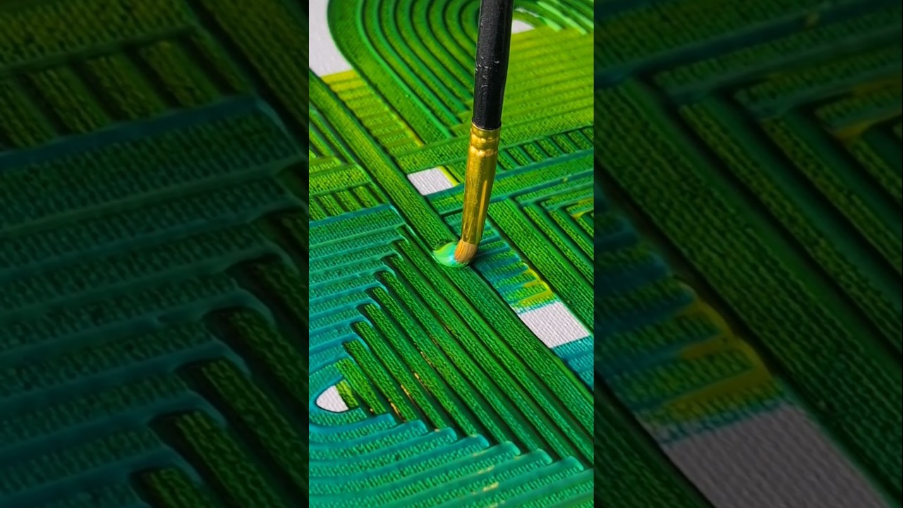 Green abstract acrylic painting on canvas Pen plotter art #acrylicpainting #abstractart #art #artist