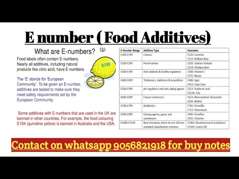 E NUMBER. Food Additives. Food science and technology