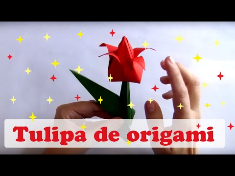 Origami lalea si tulpină video și diagramă | ArtaOrigami