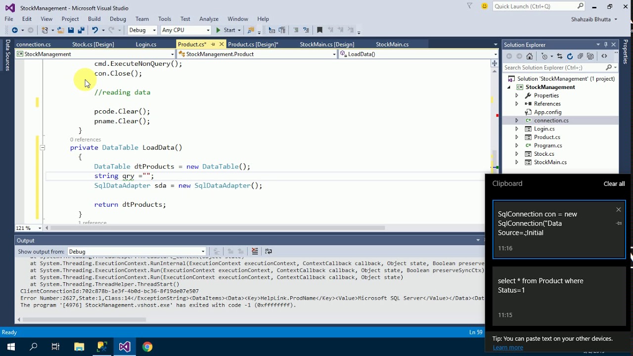 C# Tutorials - Load Data Into DataGridView From SQL Server Database