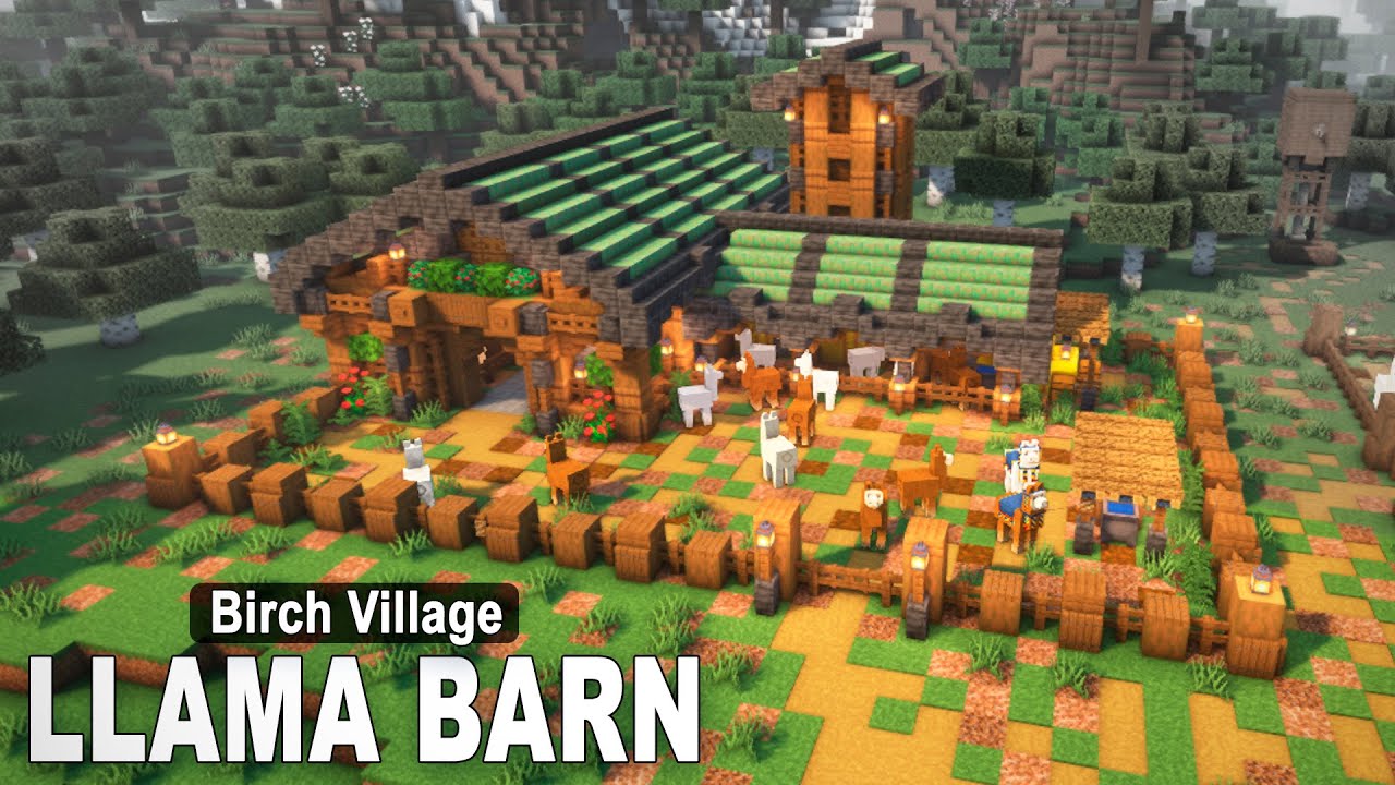 Minecraft: How to build a LLAMA BARN | Village Tutorial - Minecraft ...